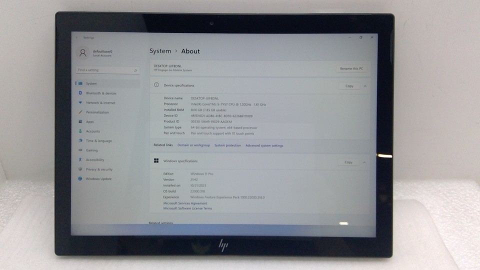 HP Engage Go Mobile System 12.3" Tablet i5-7Y57@1.2GHz 8G RAM 256GB ...