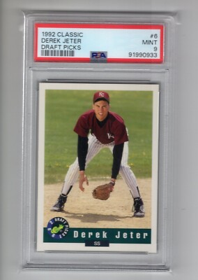 DEREK JETER 1992 CLASSIC DRAFT PICKS ROOKIE CARD #6 PSA GRADED MINT 9 ...