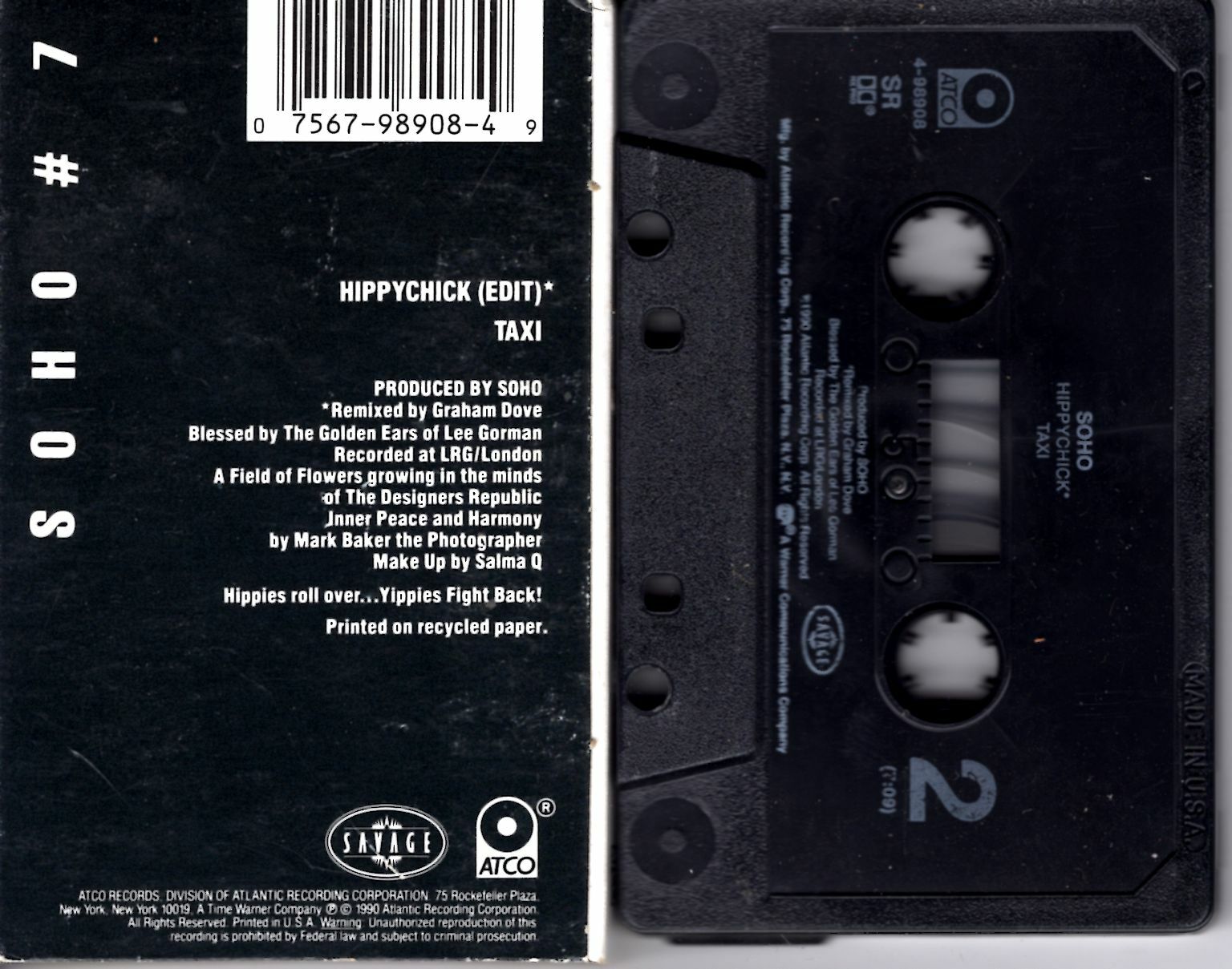 Soho Hippy Chick 1990 Cassette Tape Single Pop Dance Rock | eBay