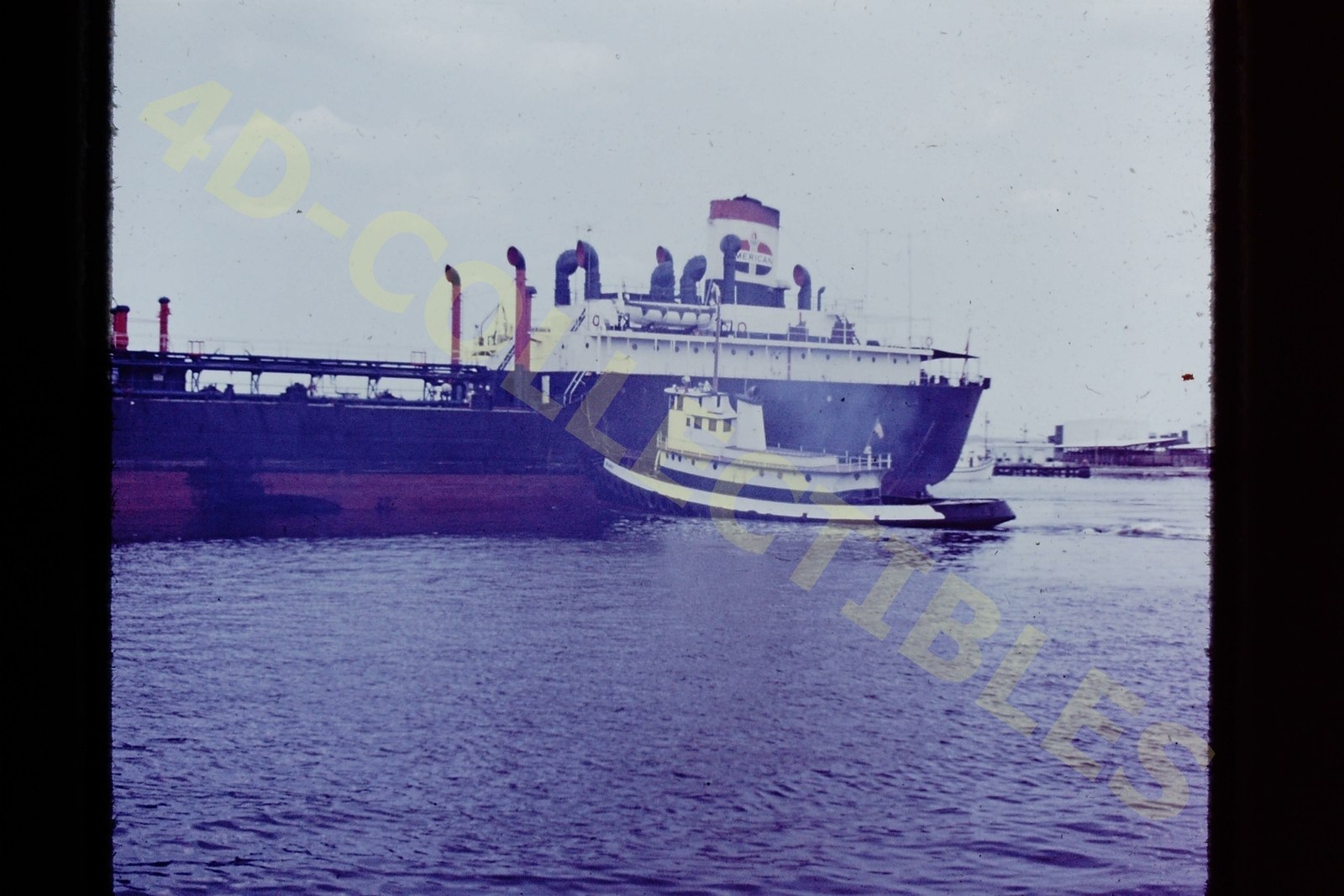 Original slide photo 1969 Florida Port Tampa Tanker Ship AMOCO NEW YORK ...