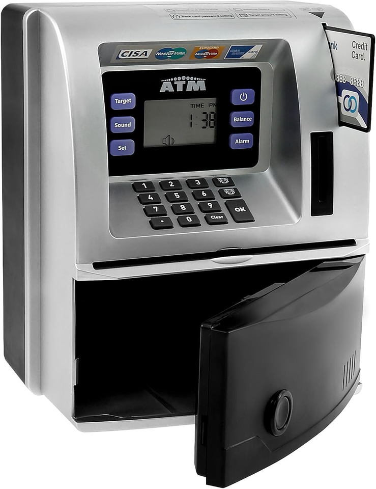 ATM Piggy Bank for Kids, ATM Machine for Real Money with Debit Card ...
