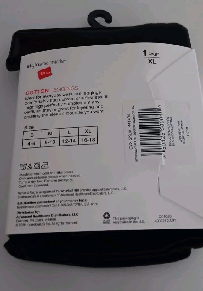 Hanes Women' Style Essentials Black Cotton Spandex Leggings Size Small NIB | eBay