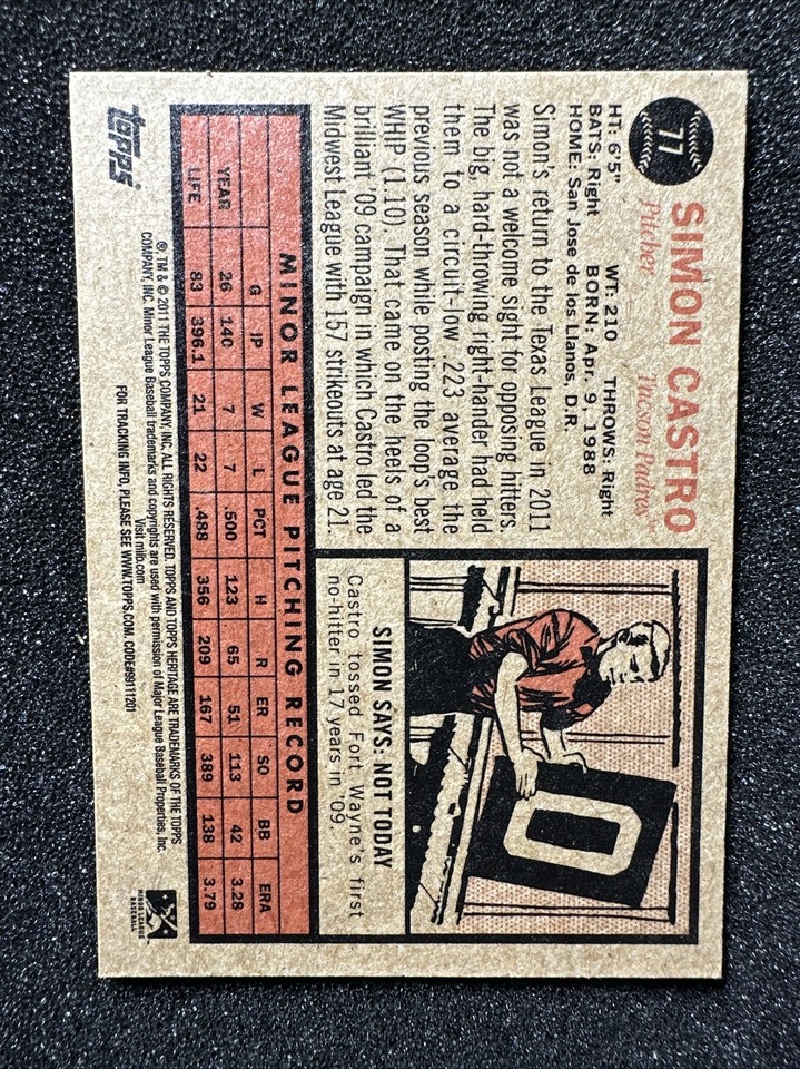 SIMON CASTRO #77 2011 Topps Heritage Minor League Edition Rookie ...