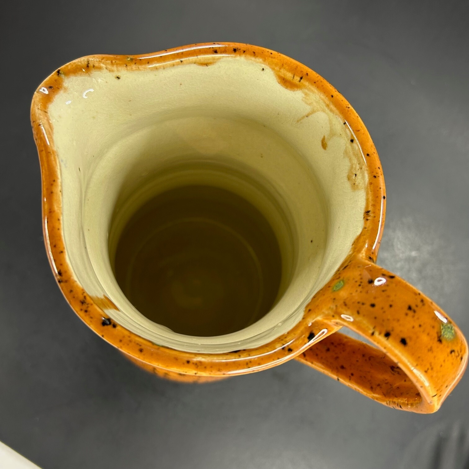 Studio Pottery Pitcher Jug in Orange Black and Green Signed B | eBay