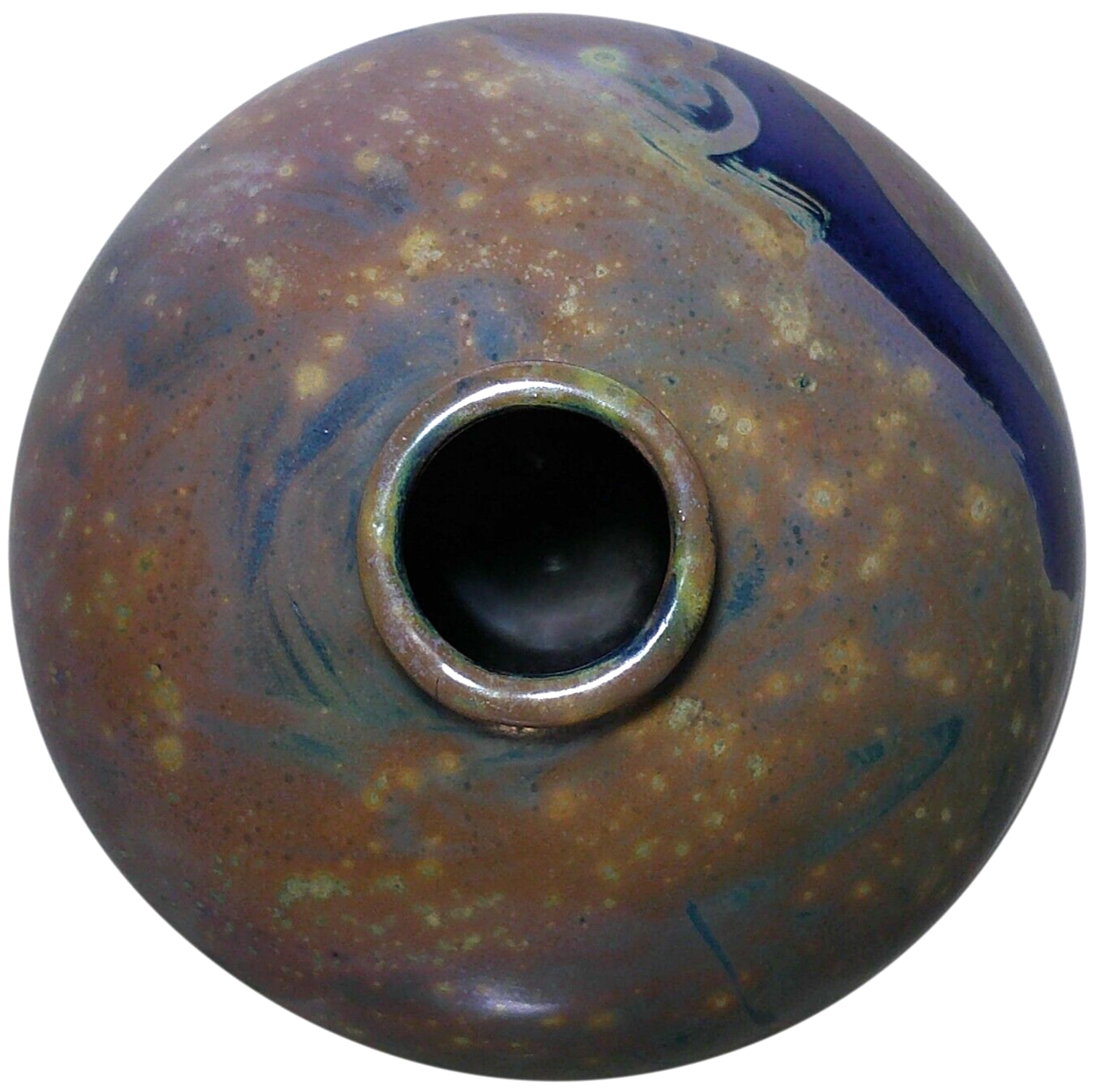 MID-20TH C VINT SGND MODERNIST WHL-THRWN, HND DEC W/VARIEGATED GLAZE SM ...