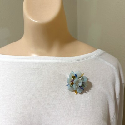 Multicolor Glass Bead Floral Pindant Cluster Brooch Handmade Jewelry ...