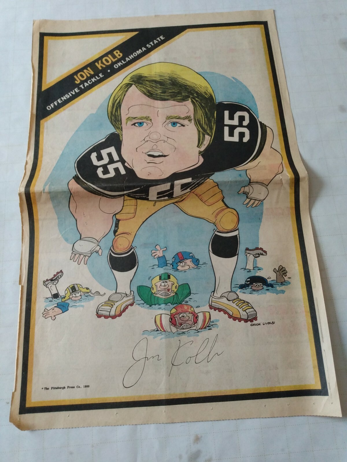 John Kolb Vintage 1980 Pittsburgh Steelers Caricature by Chuck Livolsi ...