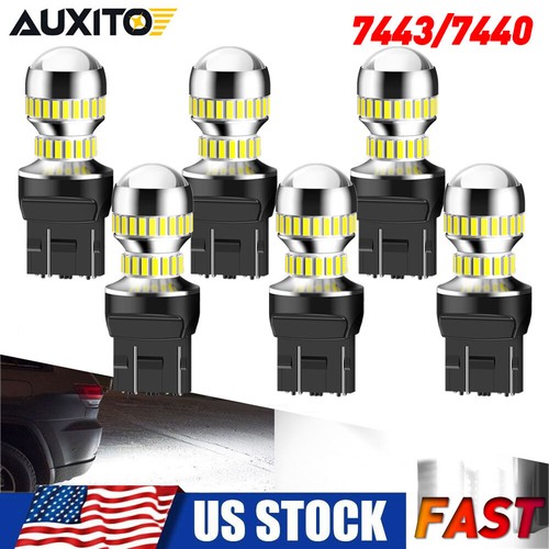 6x AUXITO White LED Bulb 7443 7440 Light Brake Turn Signal Tail Reverse ...