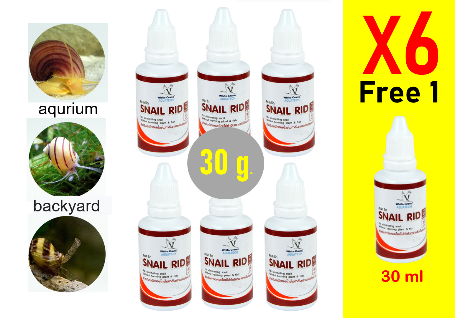 6 free 1 Snail Rid Gets Rid Snails Infestation Pest Control Aquarium ...