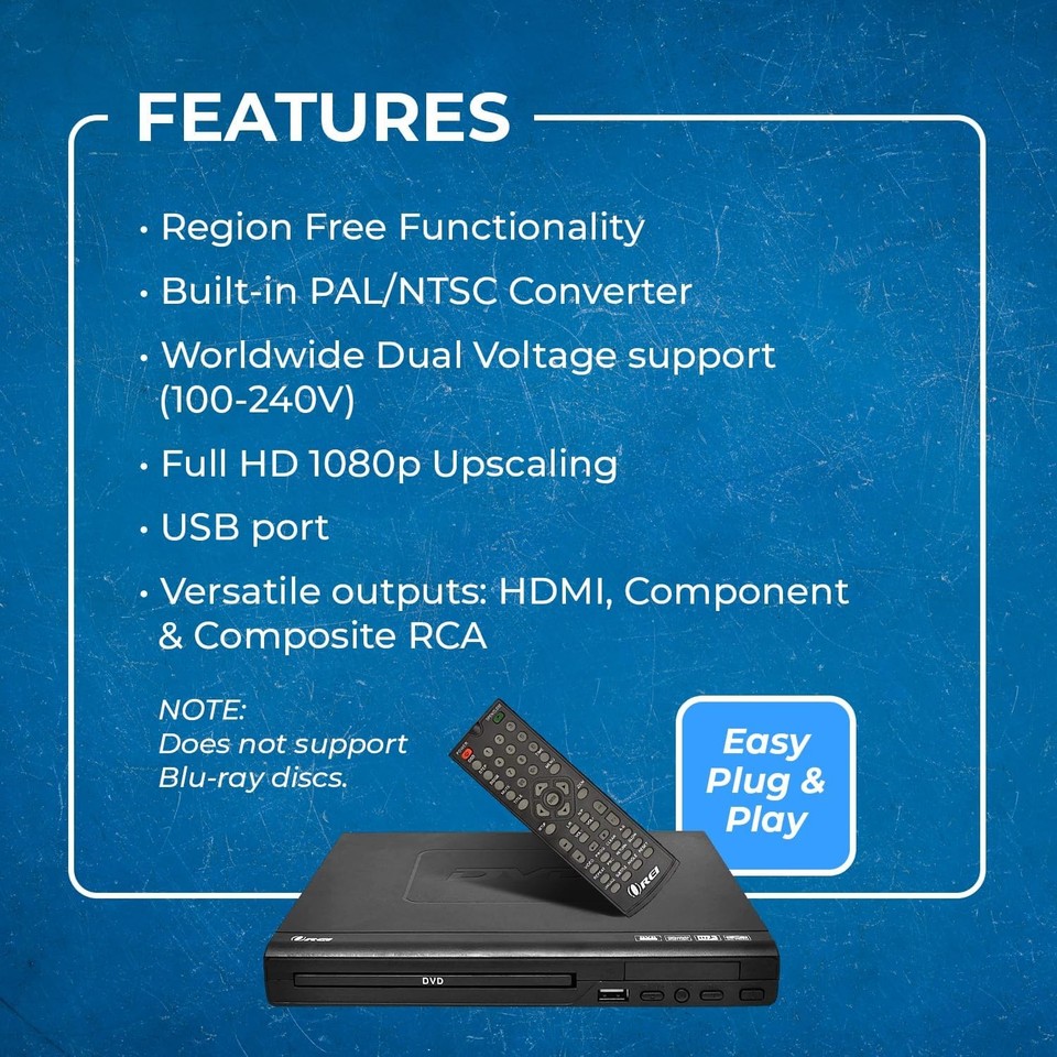 OREI Region Free HDMI DVD Player - Multi Zone 1, 2, 3, 4, 5, 6 Supports ...