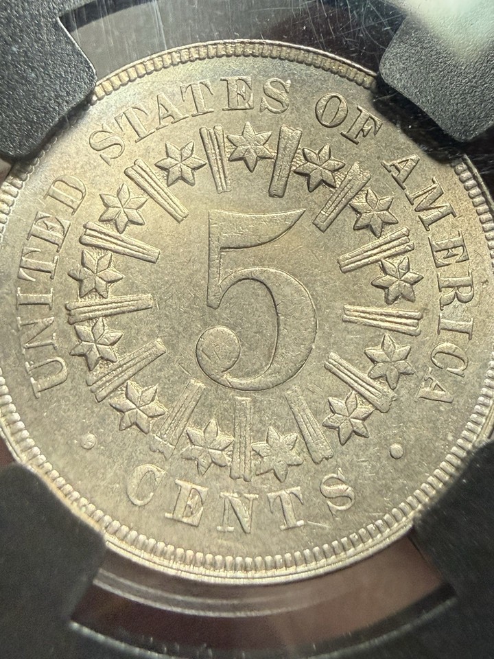 1866 Rays Shield Nickel Ngc MS-64 Great Type Coin Light Toning Vault ...