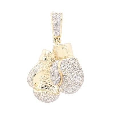 .47ctw Diamond Boxing Gloves Pendant without Chain 10k Yellow Gold 4.52 ...