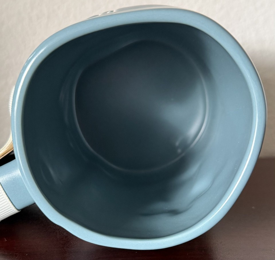 Rae Dunn PEACE ON EARTH & Angel Double Sided Matte Blue 18 oz Mug NWT ...