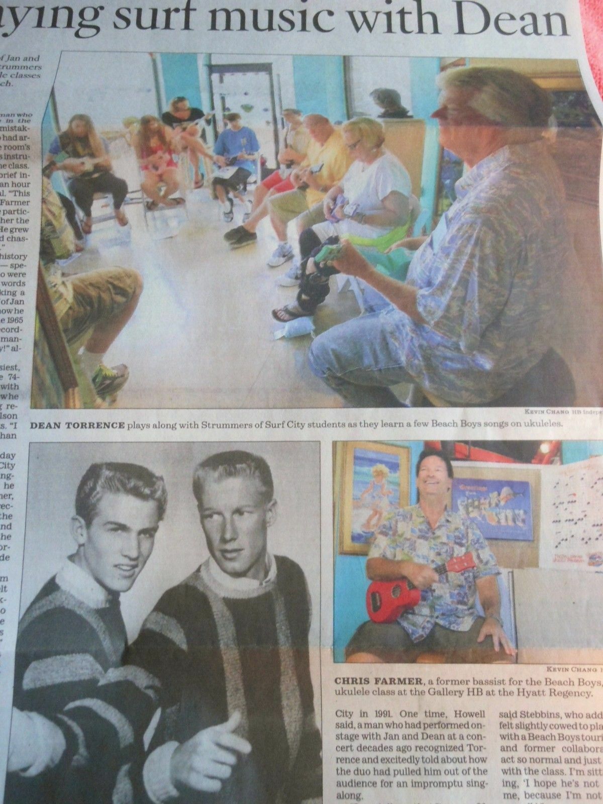 DEAN TORRENCE OF JAN AND DEAN PLAYING SURF MUSIC LA TIMES ARTICLE | eBay