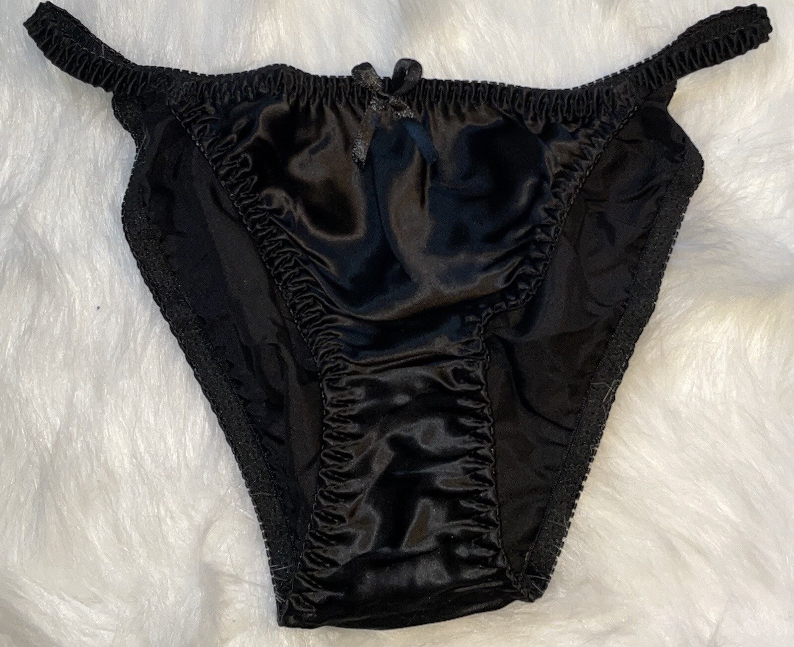 Black Satin Silk Stretch String Bikini Panties Womens… - Gem