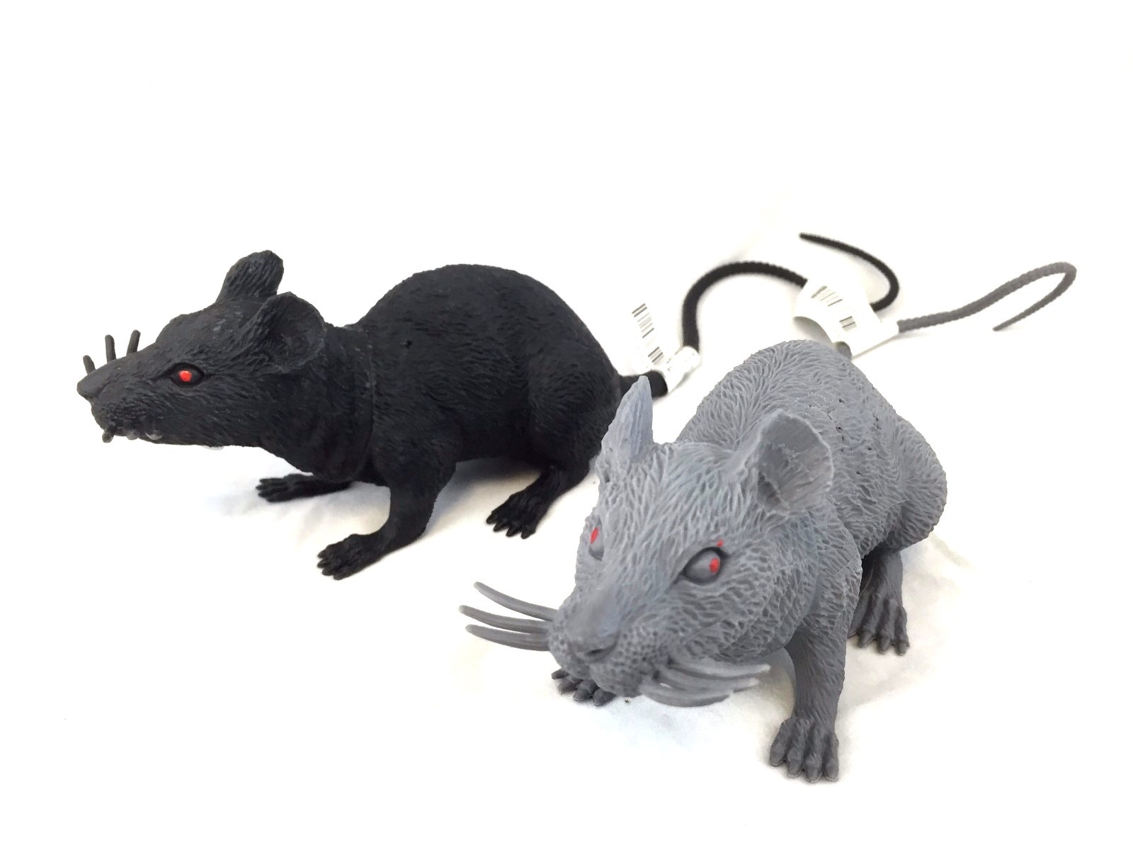 2pcs Squeaky Plastic Mouse Rat Figurine Black & Grey or White 32cm TOY ...