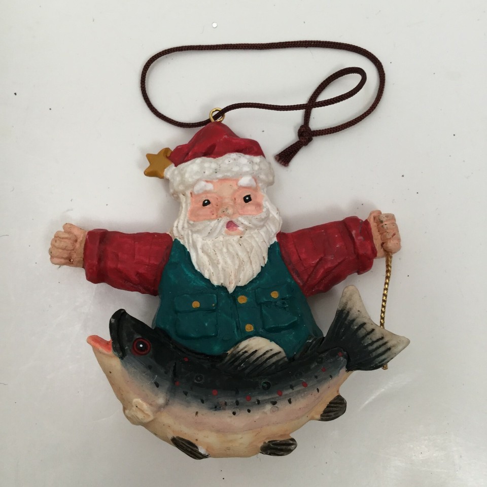 Fishing Santa Claus Resin Christmas Ornament Trout This Big Fisherman ...