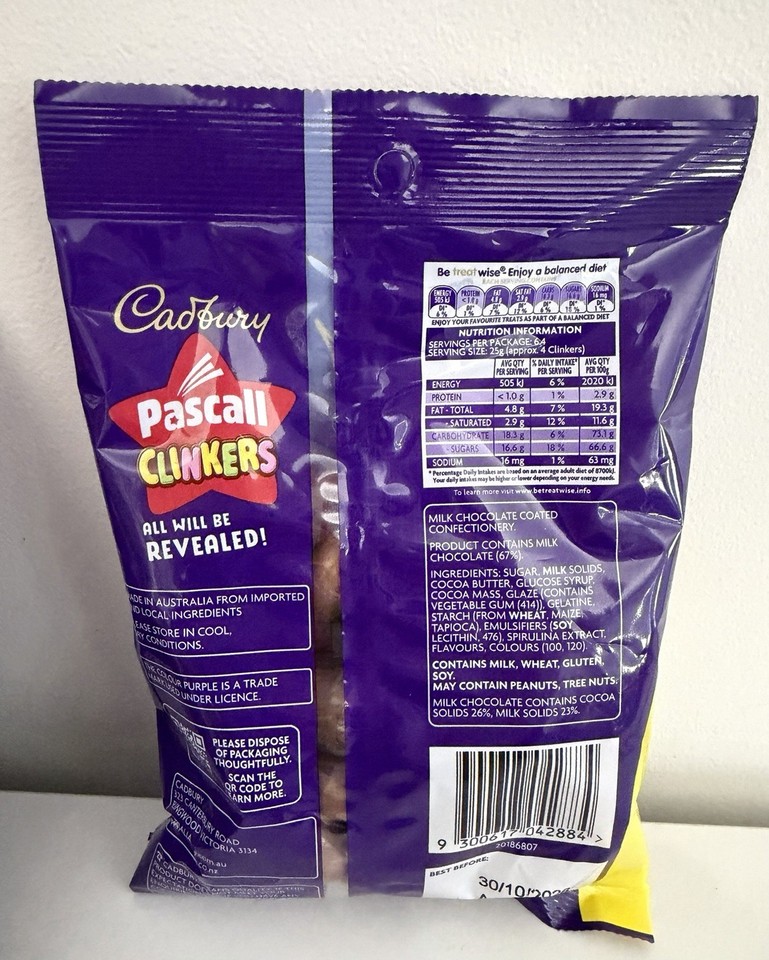 6x Cadbury Pascall Chocolate Clinkers Candy Bag 160g TikTok Viral 6x ...