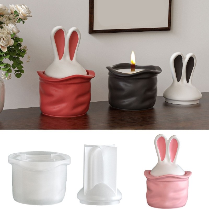 Silicone Mould For Long Ear Rabbits Shaped Storage Container Craft ...