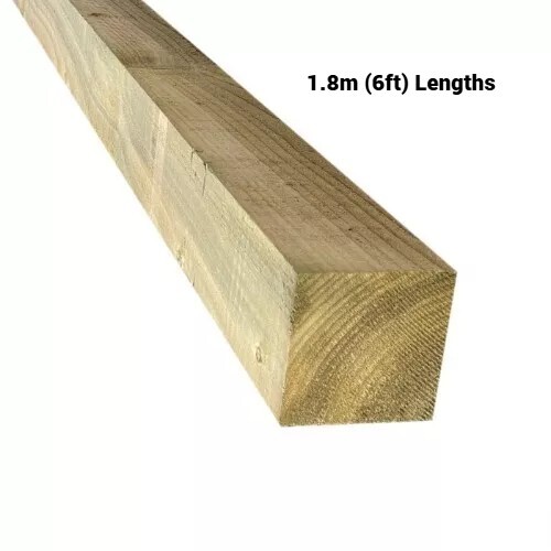 6ft Wooden Fence Posts Timber 3x3 / 4x4 Inch 1.8m Treated Timber PACK ...