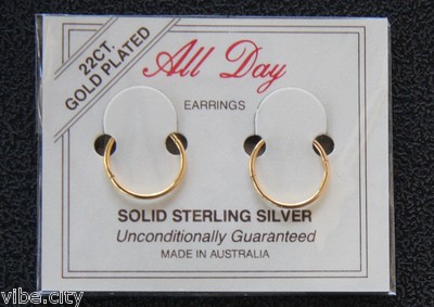 22ct Gold Plated Sleepers Hoops HINGED Earrings 5 sizes! Australia made ...