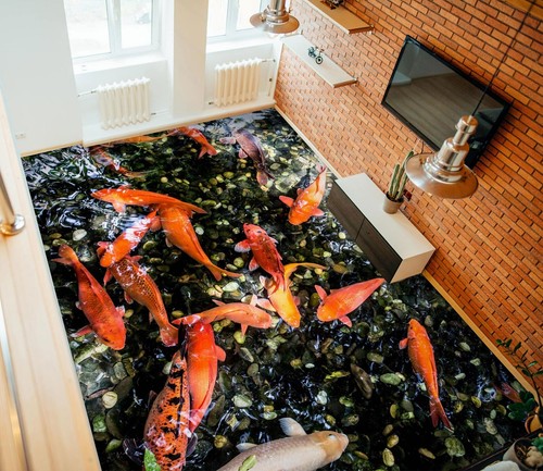 3D Red Goldfish O2281 Floor WallPaper Murals Wall Print Decal 5D Eve ...