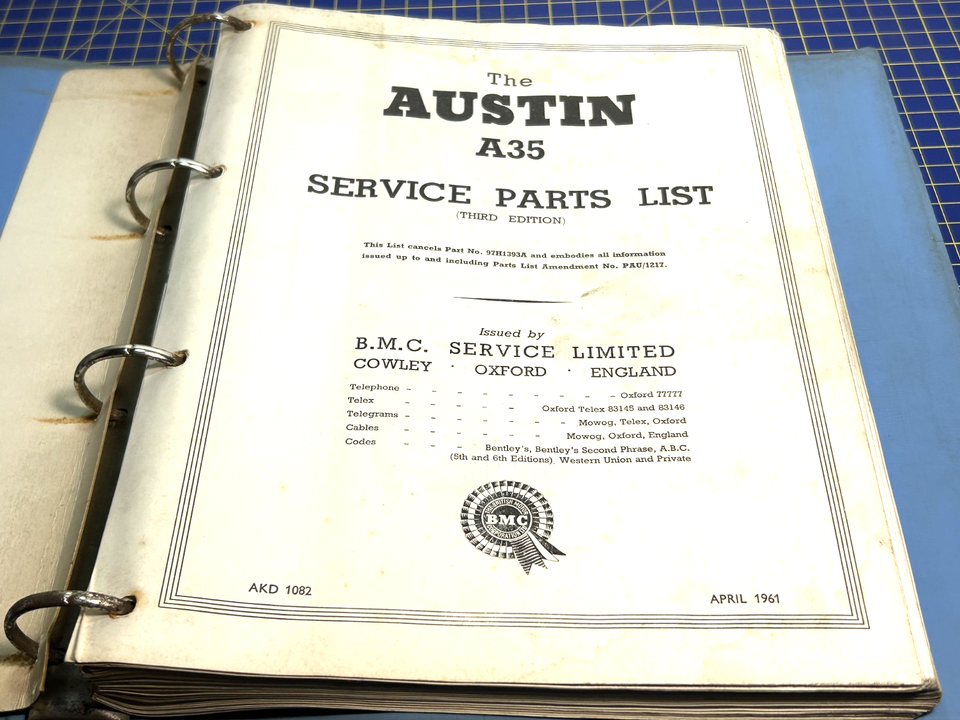 Factory Service parts list catalogue Austin A35 saloon countryman van ...