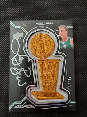2008-09 LARRY BIRD AUTO UPPER DECK UD BLACK TROPHY PATCH SP INSERT #/25 ...