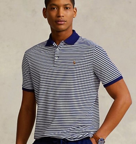 Polo Ralph Lauren Blue Striped Custom Fit Polo M | eBay