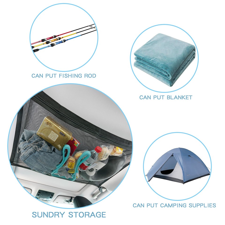 Car Roof Ceiling Net Mesh Storage Pouch Ceiling Pocket Organizer Bag ...