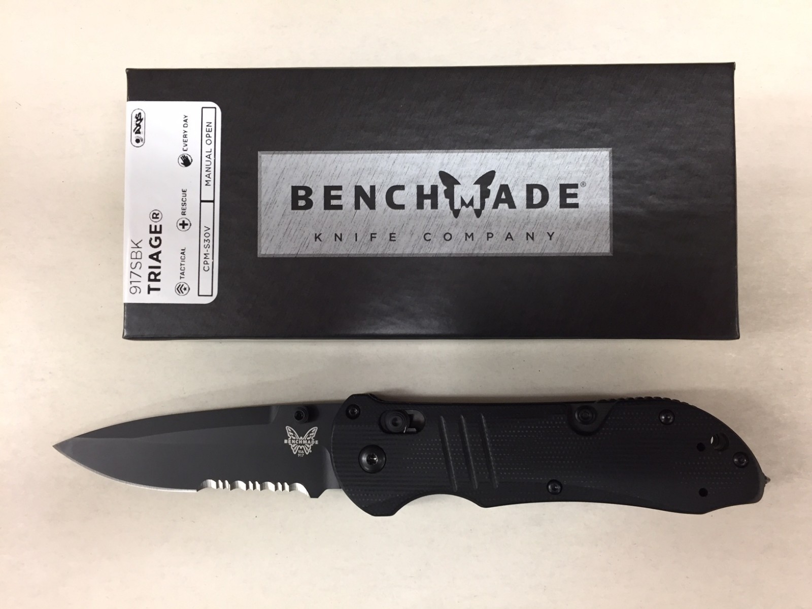 NEW Benchmade 917SBK Tactical Triage Folding Knife Rescue Hook Glass ...