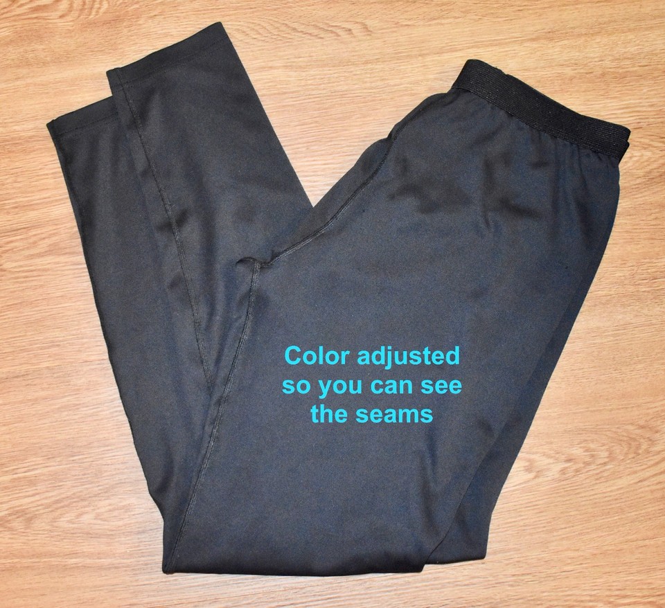 LANDS END Mens Base Layer MEDIUM TALL Black Long Johns Pants Pull-On ...