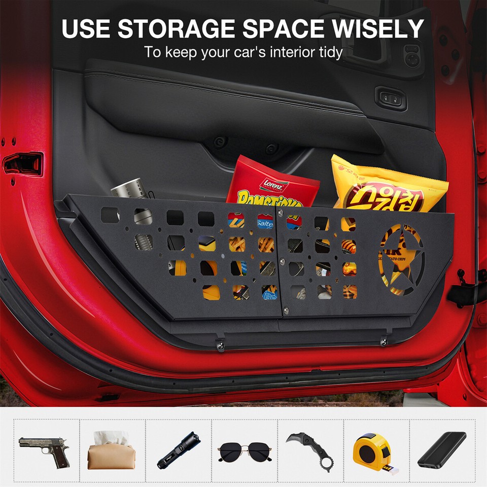 Metal For 18-24 Jeep Wrangler JL Front Door Pocket Storage Box Trays ...