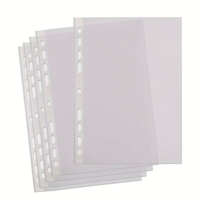 A4/100 CLEAR PLASTIC PUNCHED POCKETS/ FILING FOLDERS/ WALLETS SLEEVES ...