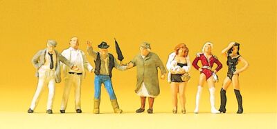 Preiser HO Scale Model Figure/People Set Spectators Night Time People 7 ...