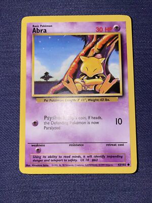 Pokémon TCG Abra Base Set 43/102 Regular Unlimited Common | eBay