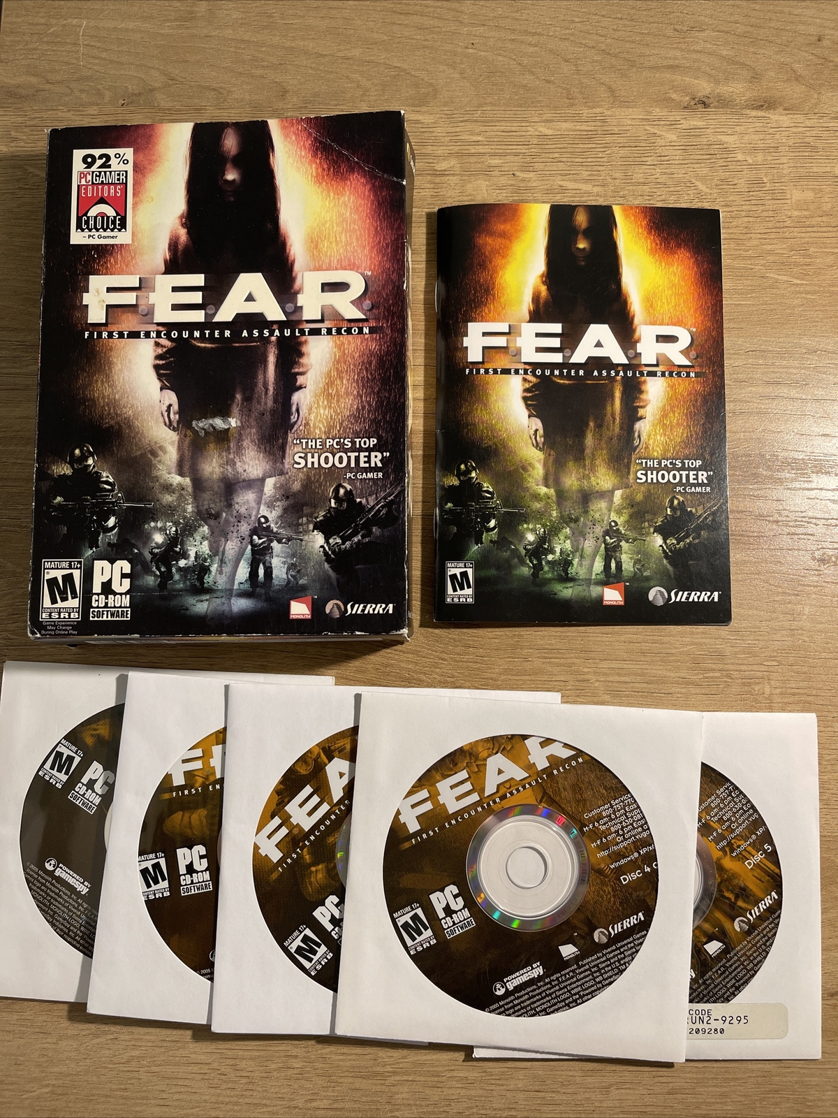 FEAR First Encounter Assault Recon FEAR PC 2005 Complete 5 Discs Manual ...