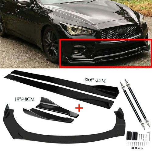 For Infiniti Q50 Base Front Splitter Bumper Lip Spoiler Body+Strut Rods ...