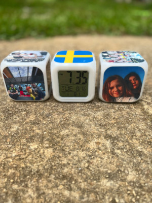 Custom Photo LED Digital Alarm Clock-7 Changing Colors-3 Images-Your ...