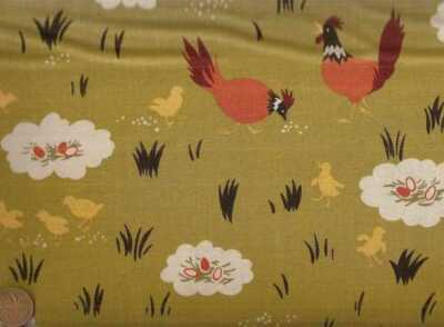 Farmyard eggs chickens roosters Sentimental Studios Moda fabric | eBay