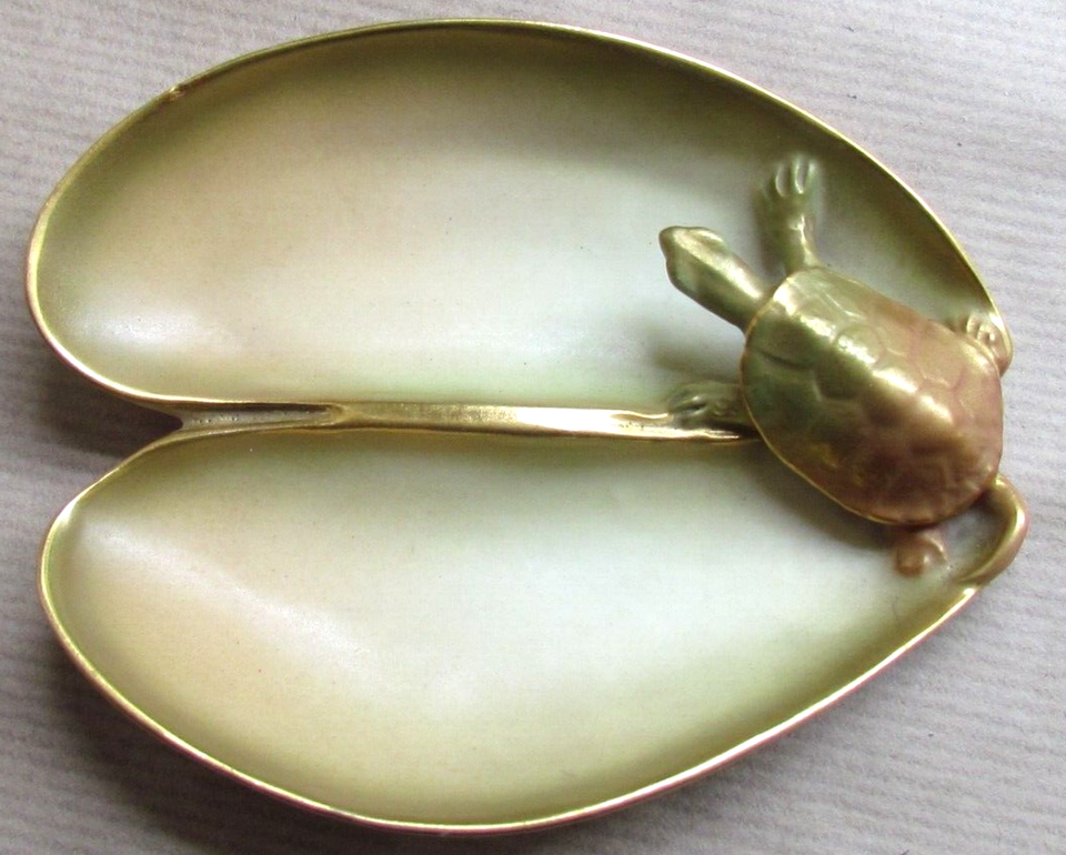 ROYAL WORCESTER BLUSH IVORY TURTLE ON A LEAF TRINKET DISH 928 DATED ...
