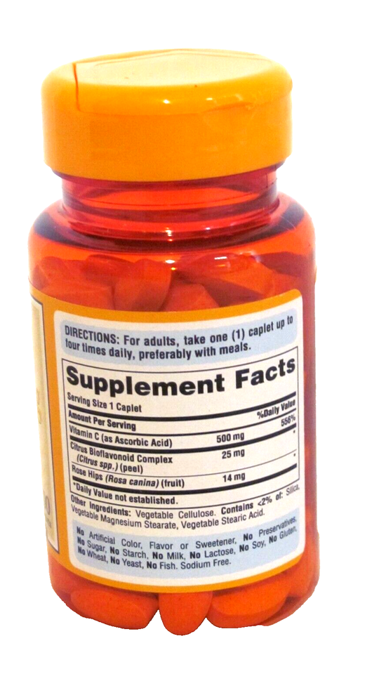 PURITAN'S PRIDE C-500 w/Bioflavonoids & Wild Rose Hips, 100 Coated ...