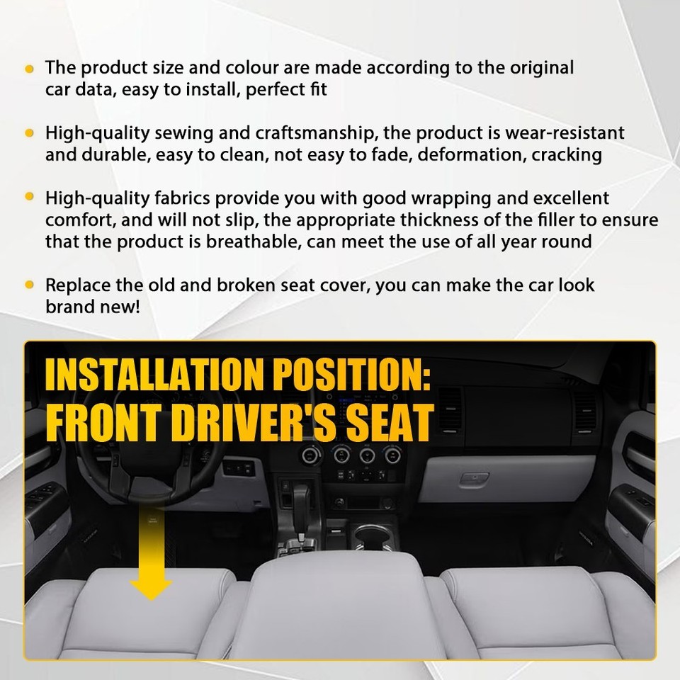 Driver Seat Bottom Protect Cover Gray For 2007-2013 Toyota Sequoia ...