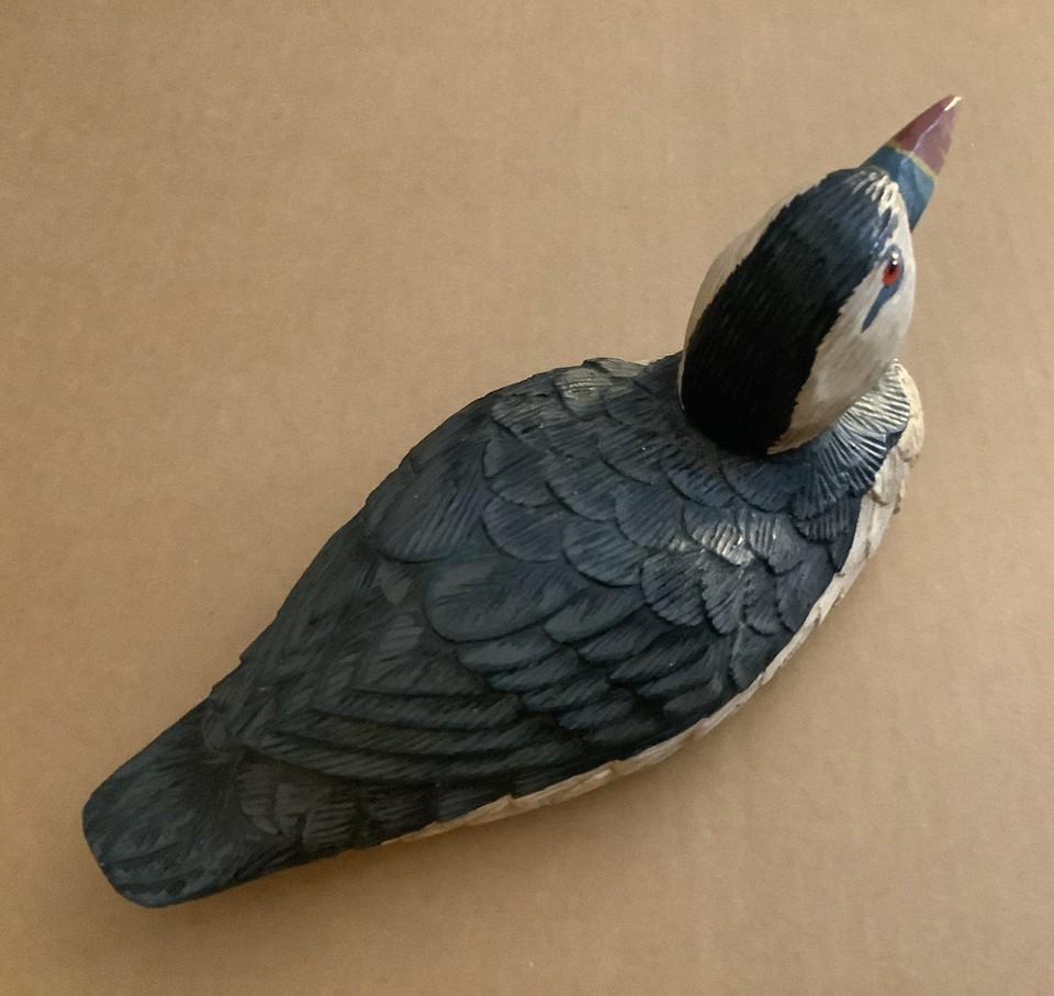 Vintage ~ Carved Atlantic Puffin Decoy @ 10.0" Glass Eyes ~ Signed ...