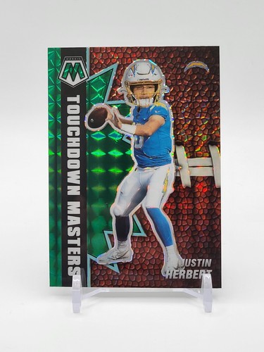Justin Herbert "TOUCHDOWN MASTERS" Green Prizm 2021 Panini Mosaic #TM ...