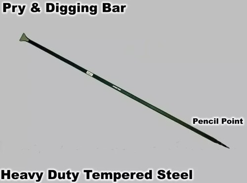 6 Ft Pry Digging Bar Heavy Duty Steel Pencil Point Plumber Spud Long ...