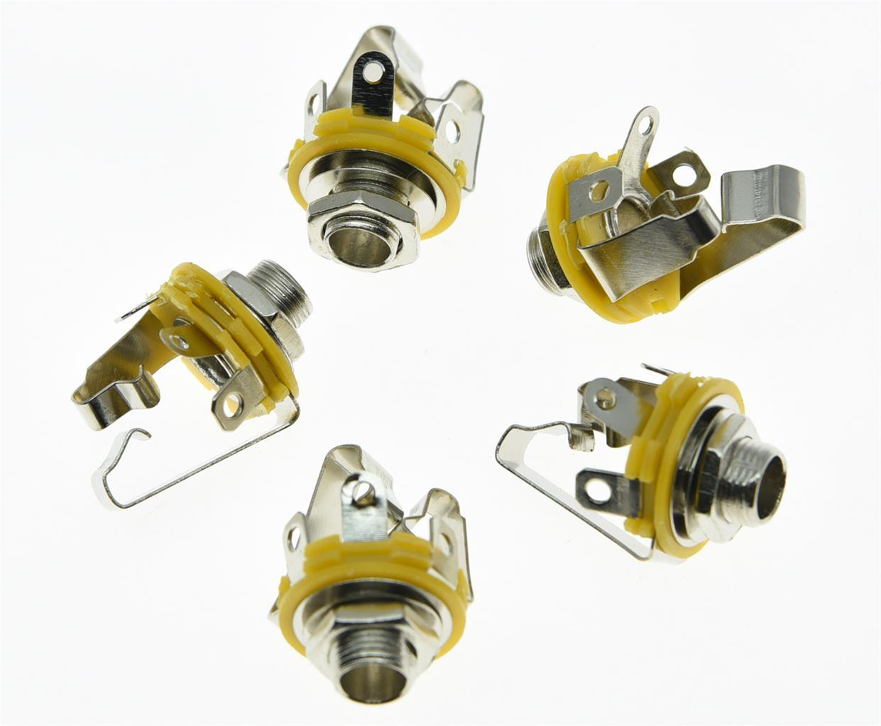 Pack of 5 Stereo Electric Guitar Jacks 1/4" 6.35mm Stereo Jack Sockets ...