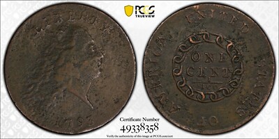 1793 S-3 America Chain Large Cent 1c PCGS Extra Fine Details Repaired ...