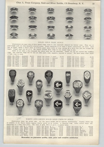1928 PAPER AD 2 Sided Masons Rings Elks Club K of C Knights of Columbus ...