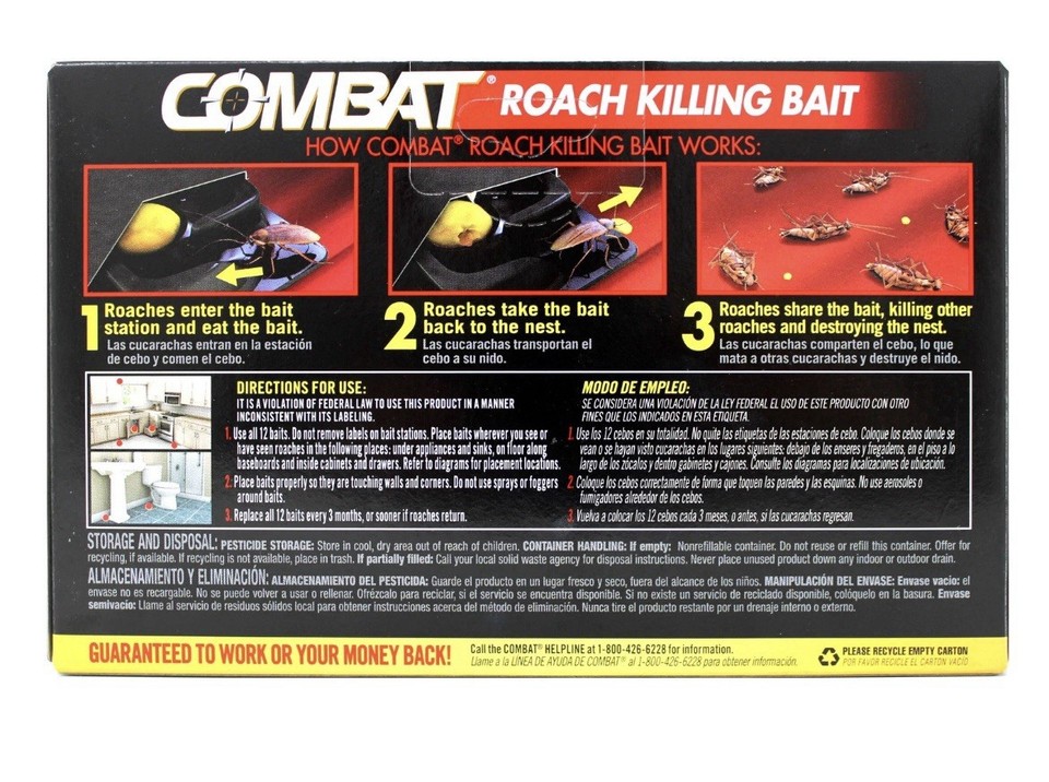Combat Roach Killing Bait Stations for Small and Large Roaches, 12 ...